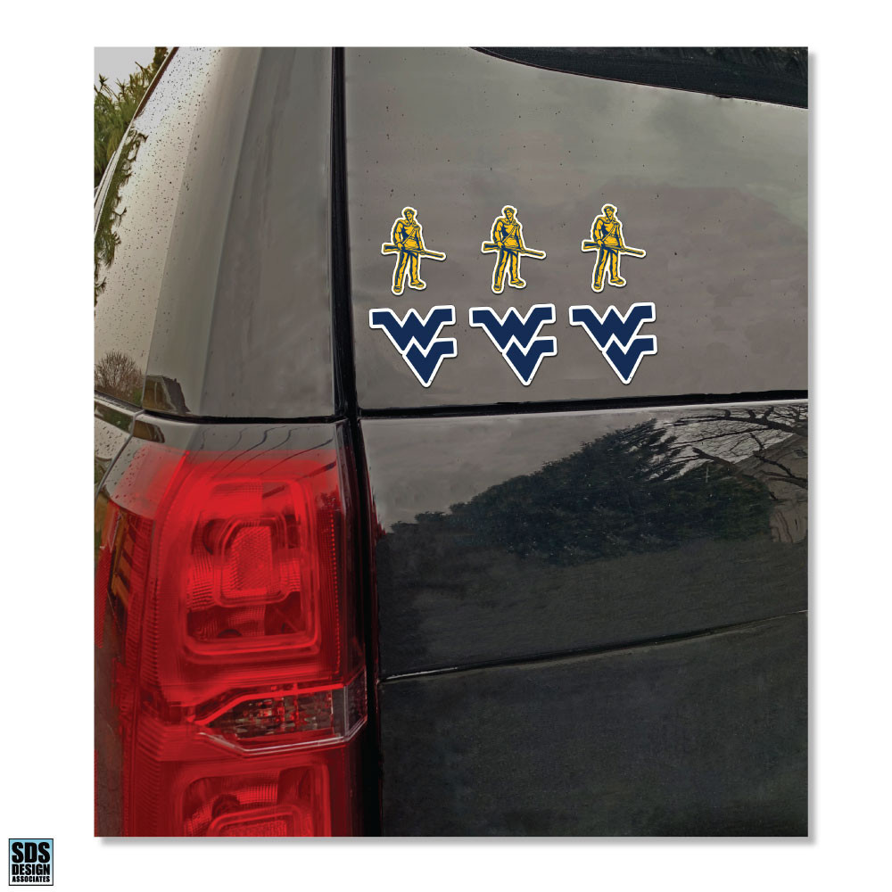 West Virginia Mountaineers 3" Vinyl Decal 6-Pack