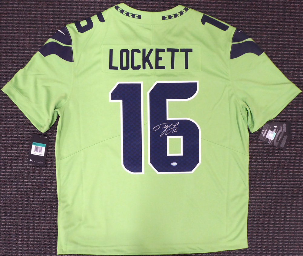 Tyler Lockett Autographed Signed Seattle Seahawks Action Green Color ...