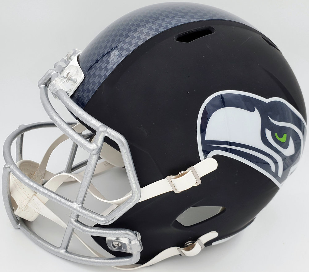 Russell Wilson Autographed Seattle Seahawks Matte Black Speed Full Size ...