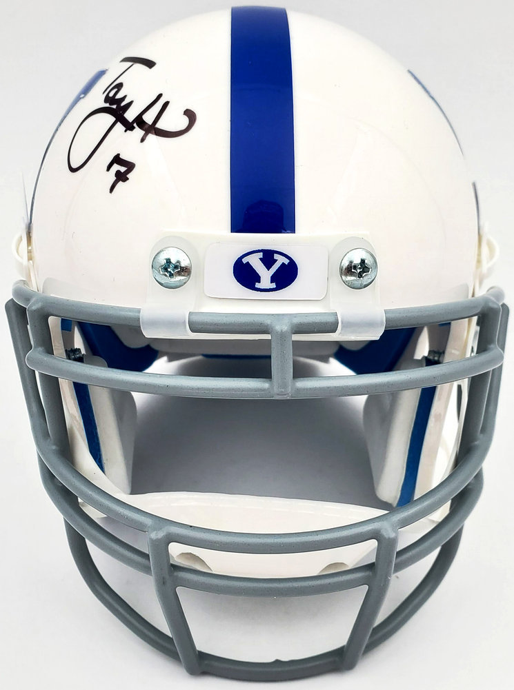 Taysom Hill Autographed Signed Byu Cougars White Schutt Mini Helmet ...