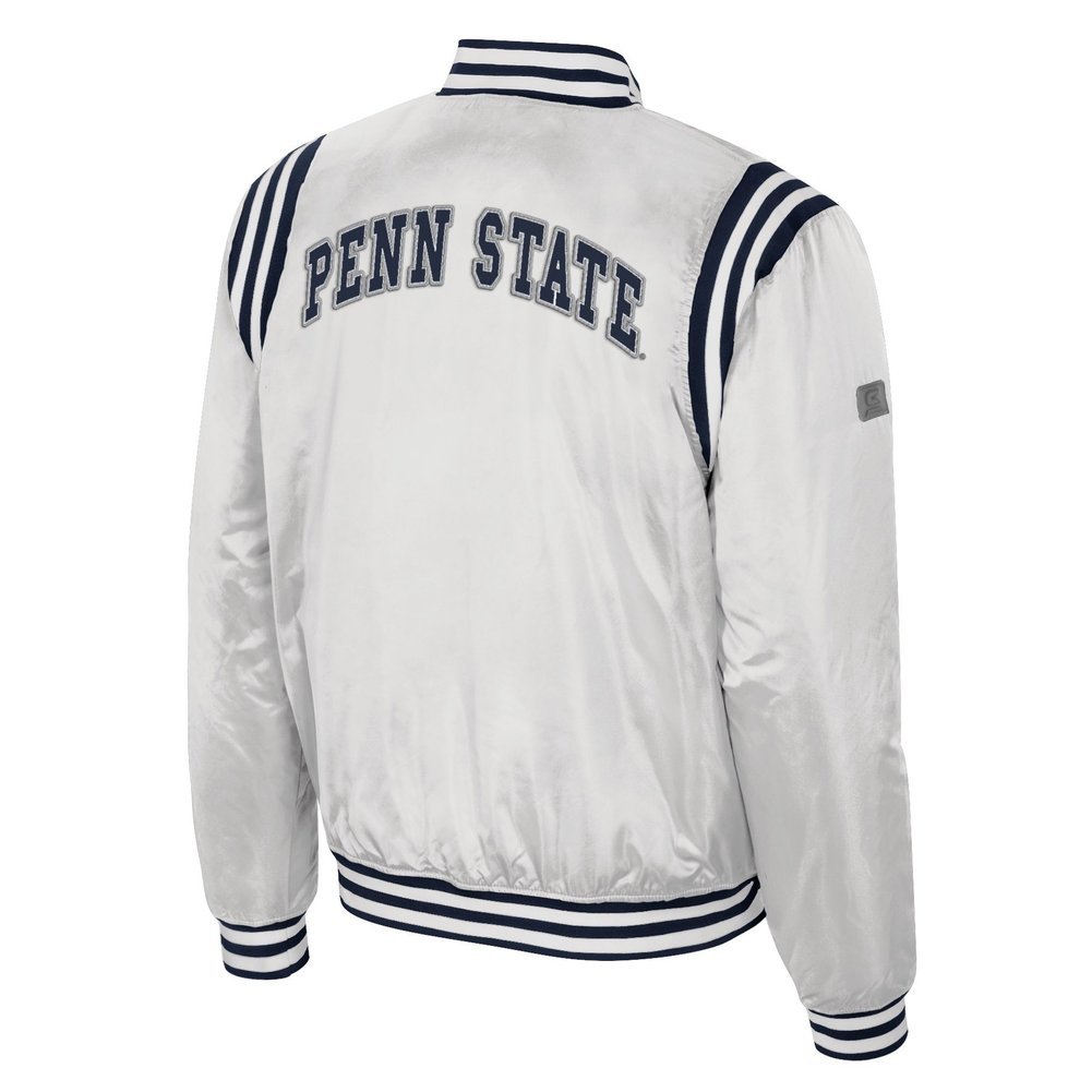 Penn State Mens White Full Snap Satin Game Day Jacket Nittany Lions (PSU)