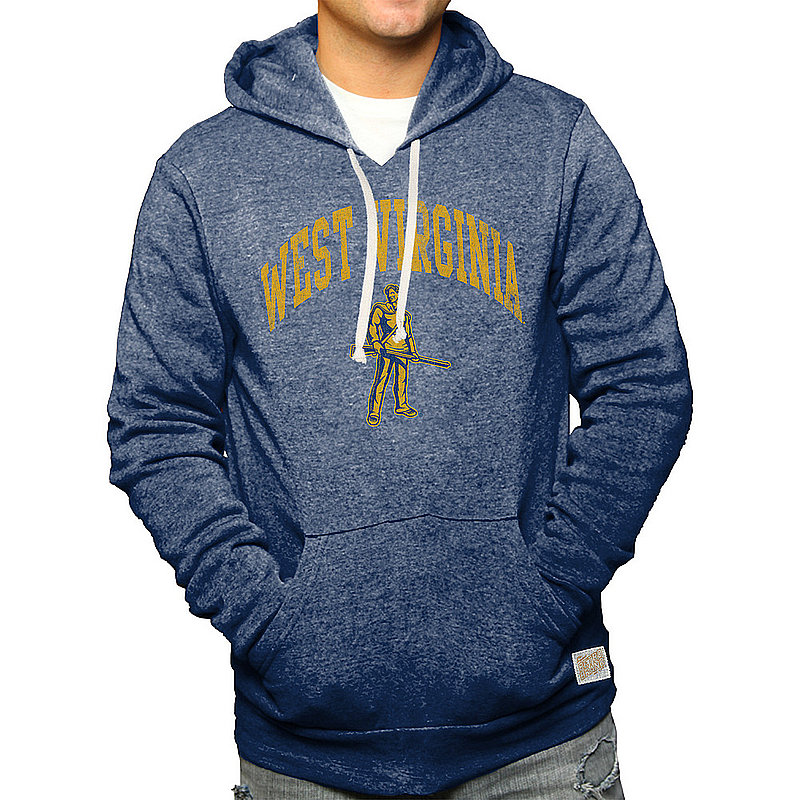 WVU West Virginia Mountaineers Retro Hooded Sweatshirt Navy RB6090 WVU West Virginia Mountaineers Retro Hooded Sweatshirt Navy RB6090