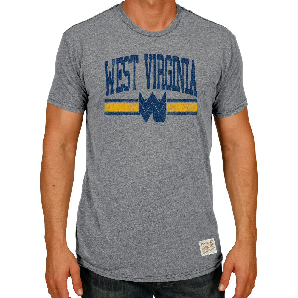 WVU West Virginia Mountaineers Retro TriBlend Tshirt Gray WVU West Virginia Mountaineers Retro TriBlend Tshirt Gray
