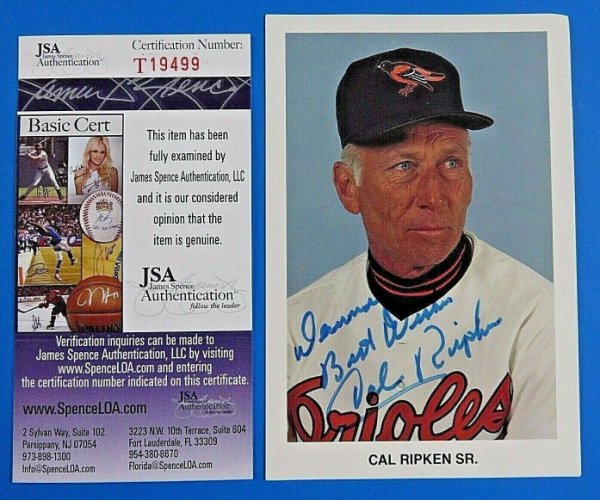 Cal Ripken Sr. Autographed Memorabilia | Signed Photo, Jersey ...