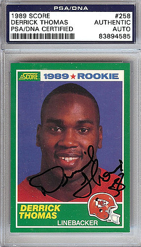 Derrick Thomas Autographed Signed 1989 Score Rookie Card #258 Kansas ...