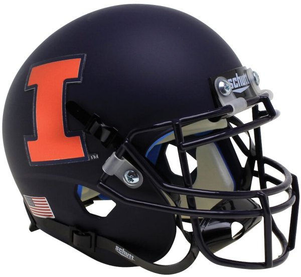 Illinois Fighting Illini Authentic College XP Football Helmet Schutt Matte Black Orange I