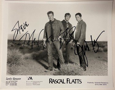 Rascal Flatts Band Autographed Signed Lyric St Records B&W 8x10 Photo ...