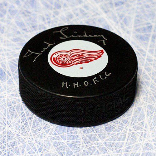 Ted Lindsay Detroit Red Wings Autographed Signed Hockey Puck with HOF ...