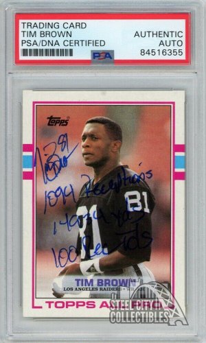 Tim Brown Autographed Memorabilia | Signed Photo, Jersey, Collectibles ...