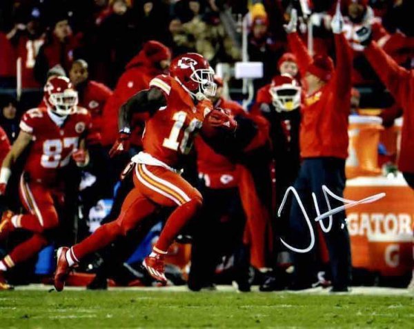 Tyreek Hill Autographed Signed Running with Ball in All Red Horizontal ...