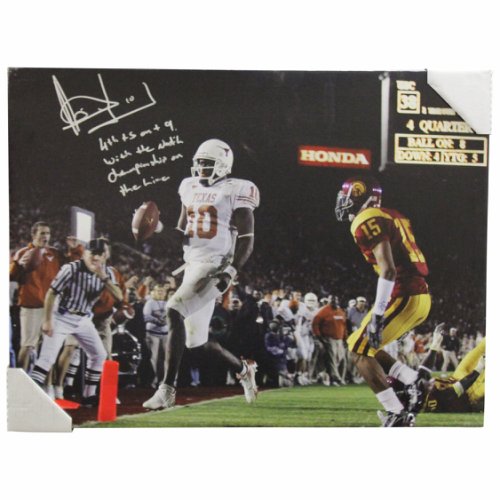 Vince Young Autographed Texas Longhorns Stretched '4th and 5' 28x21 ...