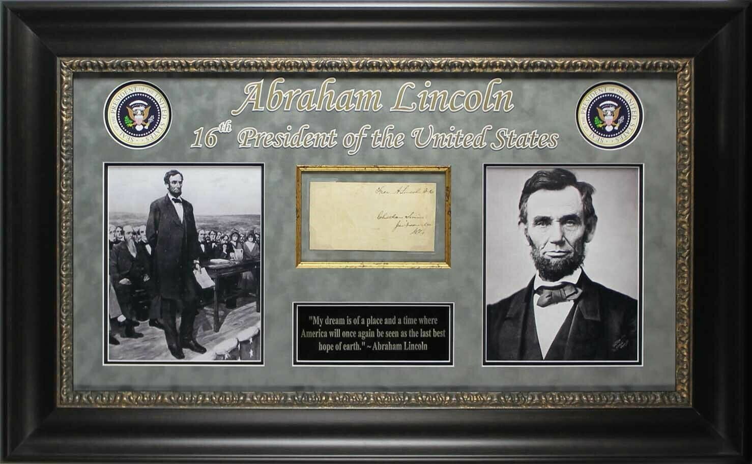 Abraham Lincoln Autographed Signed & Framed 1847-1849 Handwritten Free ...