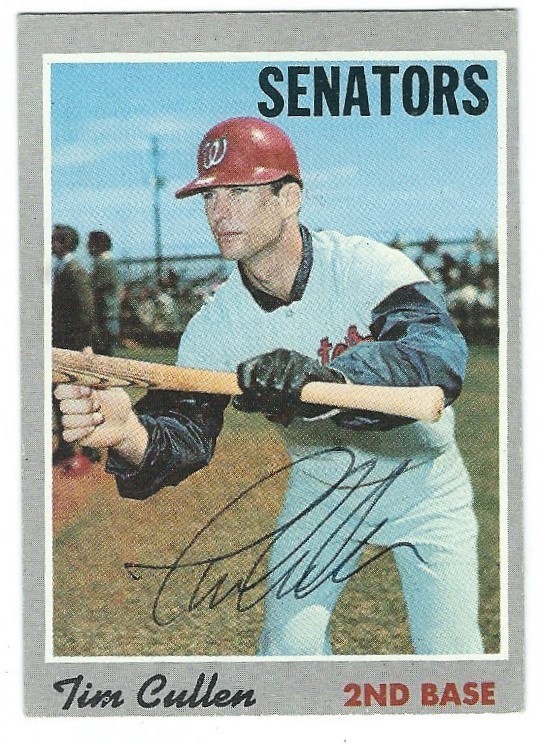 Autographed Signed Tim Cullen 1970 Topps Card - Certified Authentic