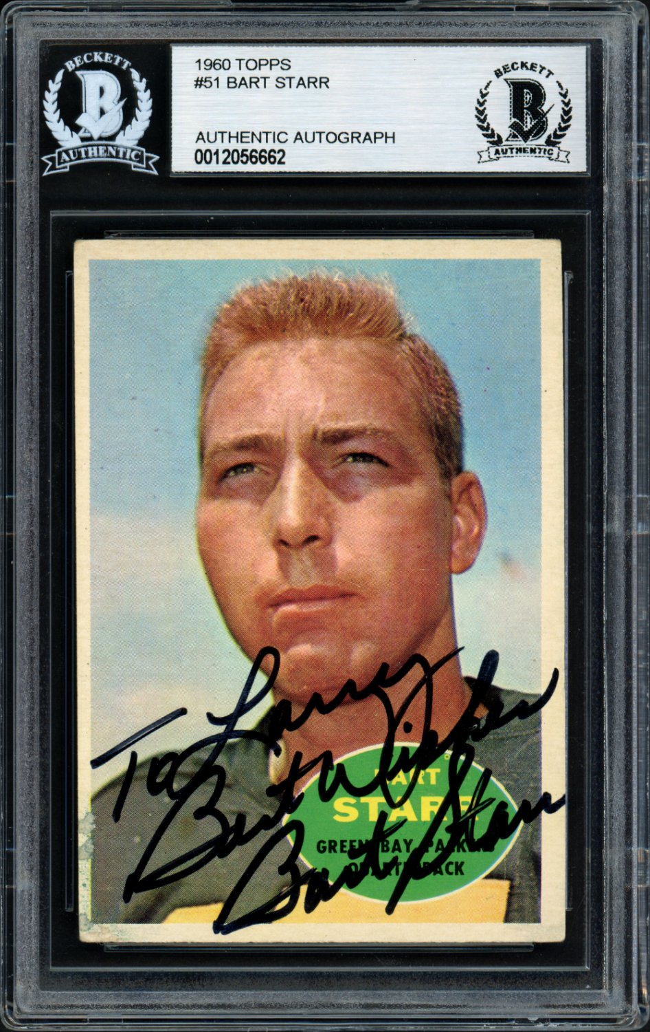 Bart Starr Autographed Signed 1960 Topps Card #51 Green Bay Packers To Larry Best Wishes Beckett ...