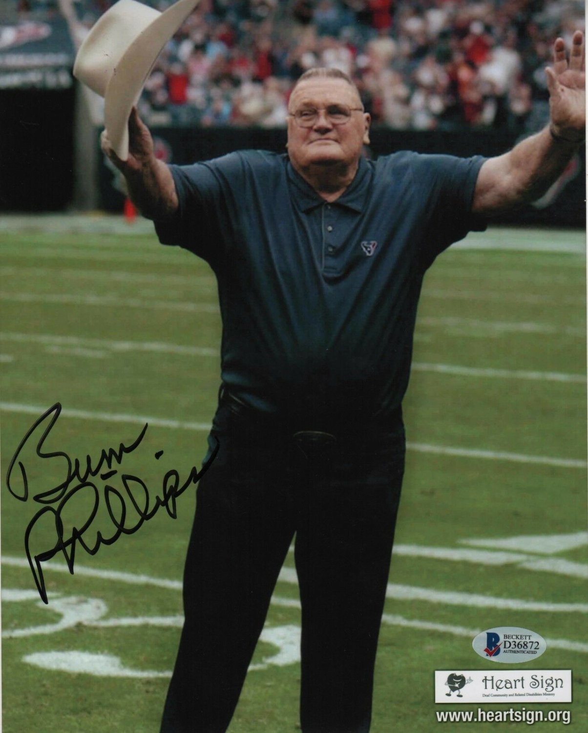 Bum Phillips Autographed Signed Autographed Houston Texans 8X10 Photo ...