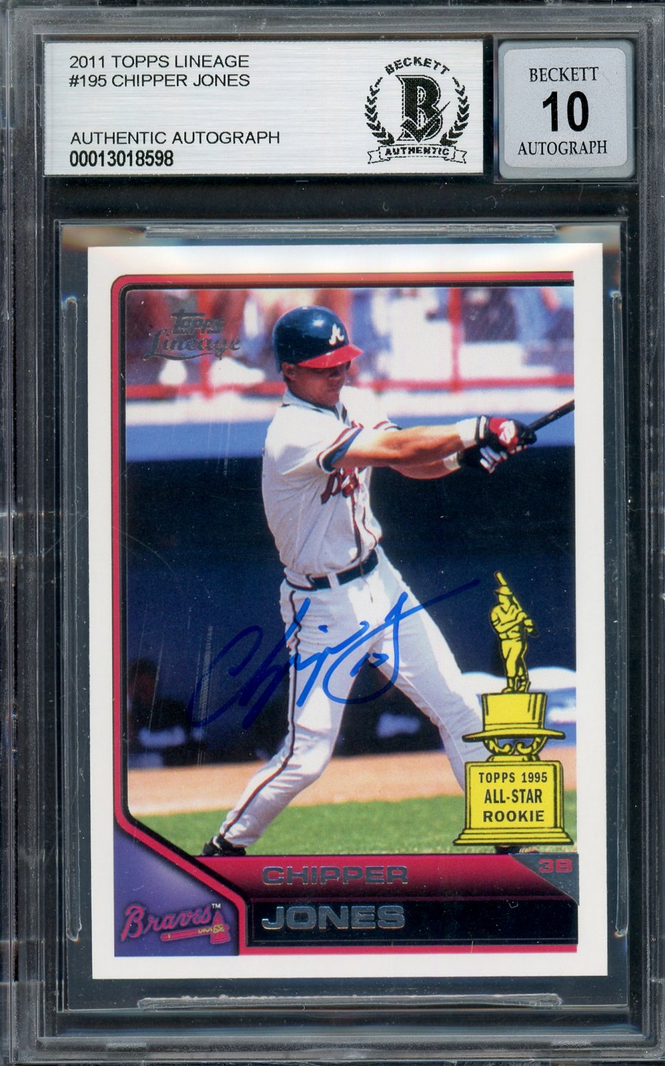 Chipper Jones Autographed Signed 2011 Topps Lineage Card #195 Atlanta ...