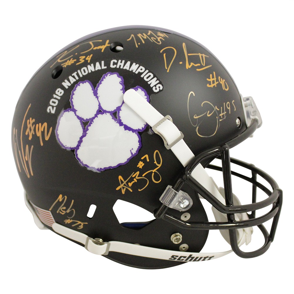 Clemson Tigers 2018 Team Autographed Signed Black Shcutt Replica Helmet ...
