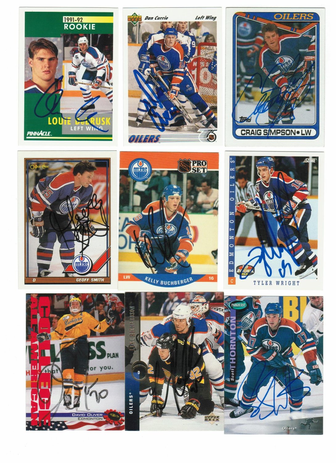 Edmonton Oilers Lot of 9 Autographed Signed Cards. You will receive all ...