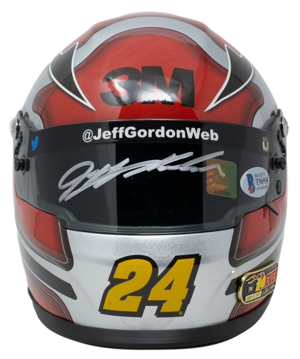 Jeff Gordon Autographed Signed Mini Red Nascar 3M Helmet Beckett