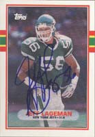 Jeff Lageman New York Jets 1989 Topps Autographed Signed Card - Rookie ...