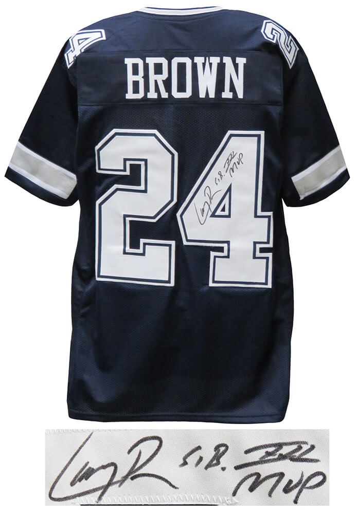 Larry Brown Autographed Signed Navy Custom Football Jersey w/SB XXX MVP