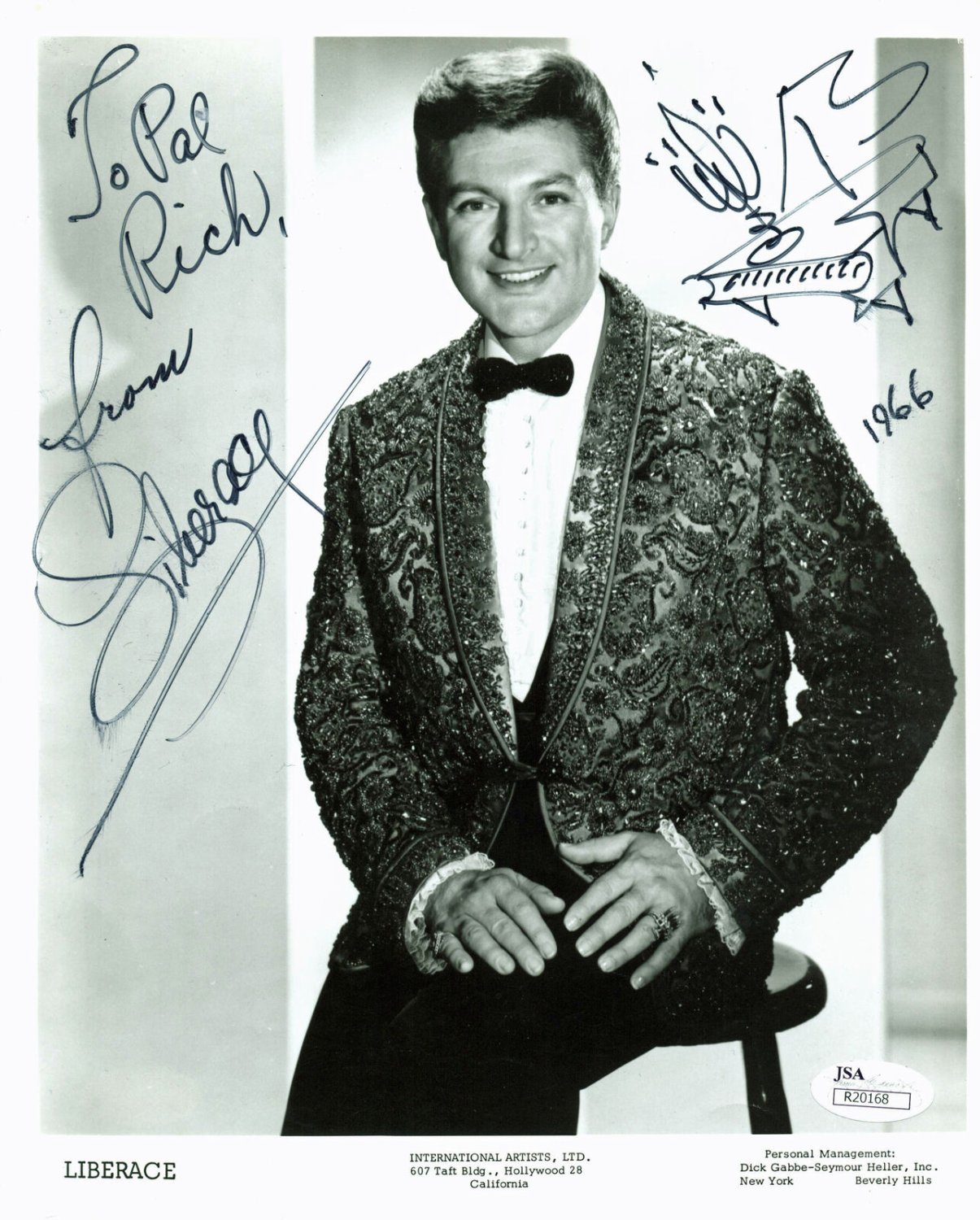 Liberace Autographed Signed Authentic B&W 8X10 Promo Photo With Piano ...
