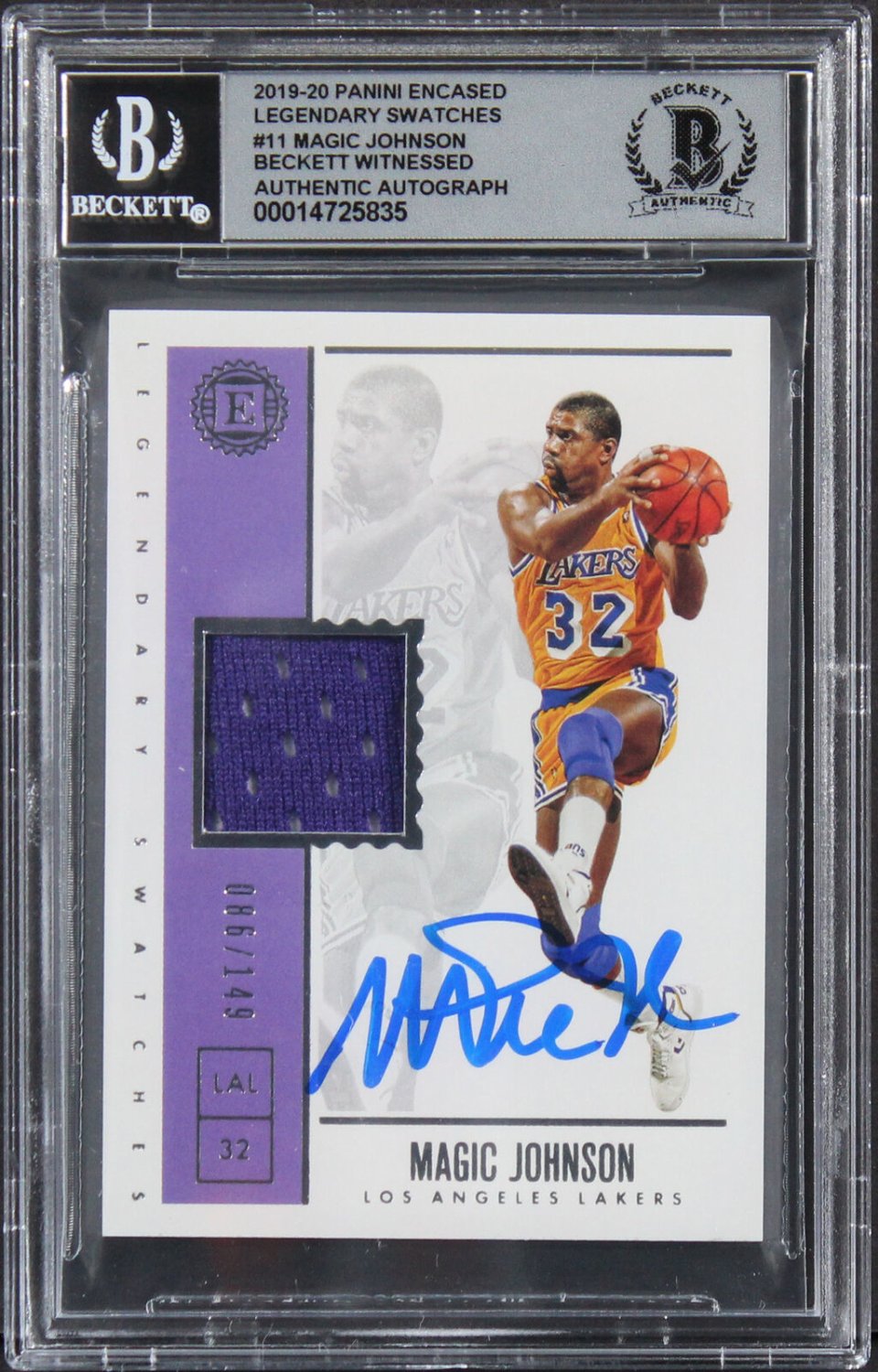 Magic Johnson Autographed Signed 2019 Panini Encased Legendary #11 Card Auto 10! Beckett Slab