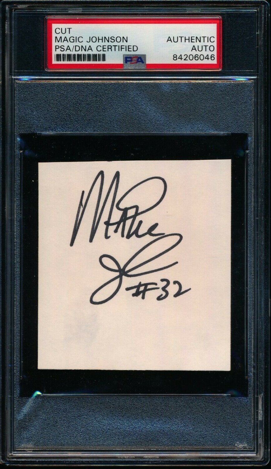 Magic Johnson Autographed Signed Authentic Autograph Cut. PSA/DNA ...