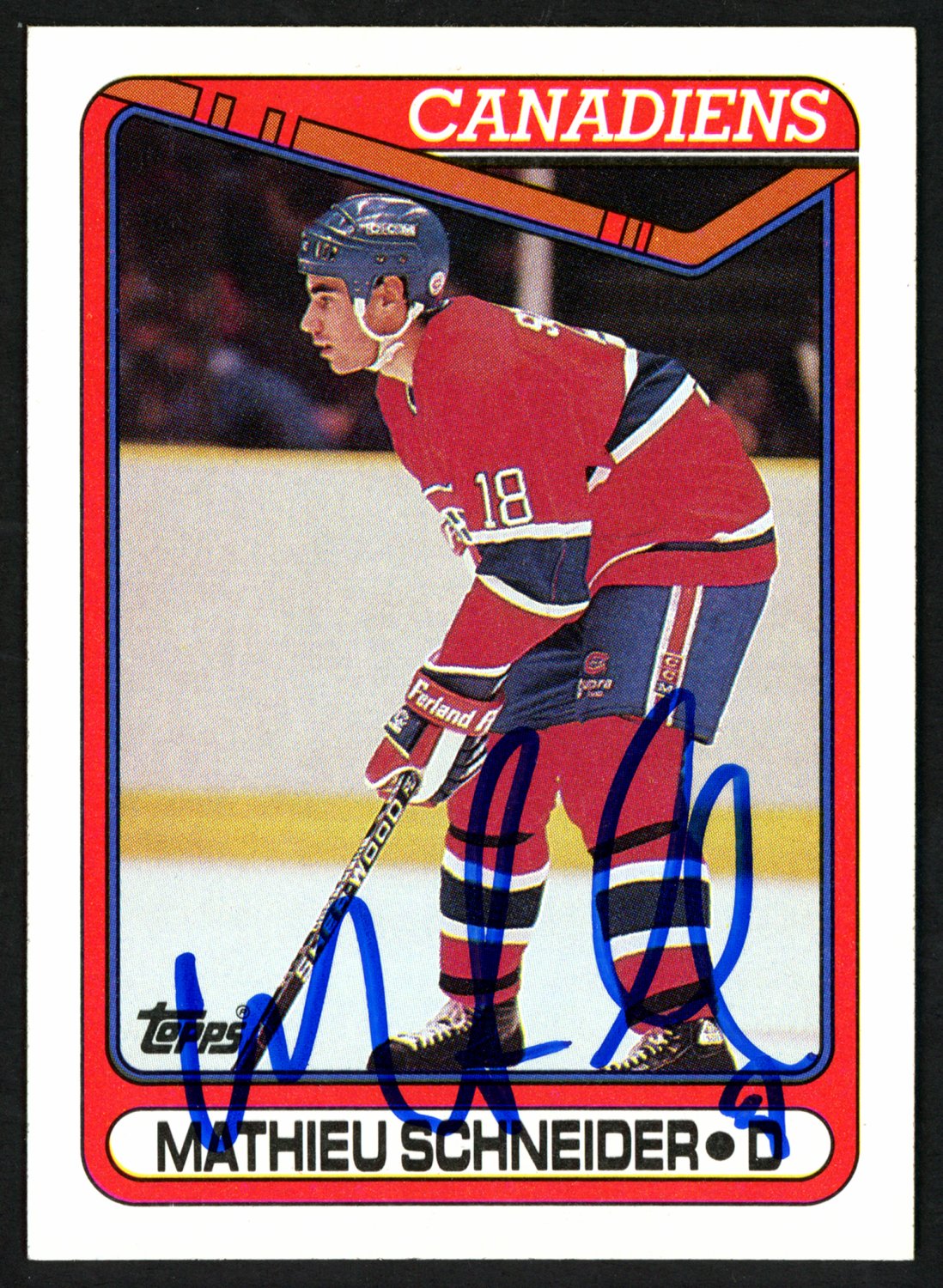 Mathieu Schneider Autographed Signed 1990-91 Topps Rookie Card #372 ...