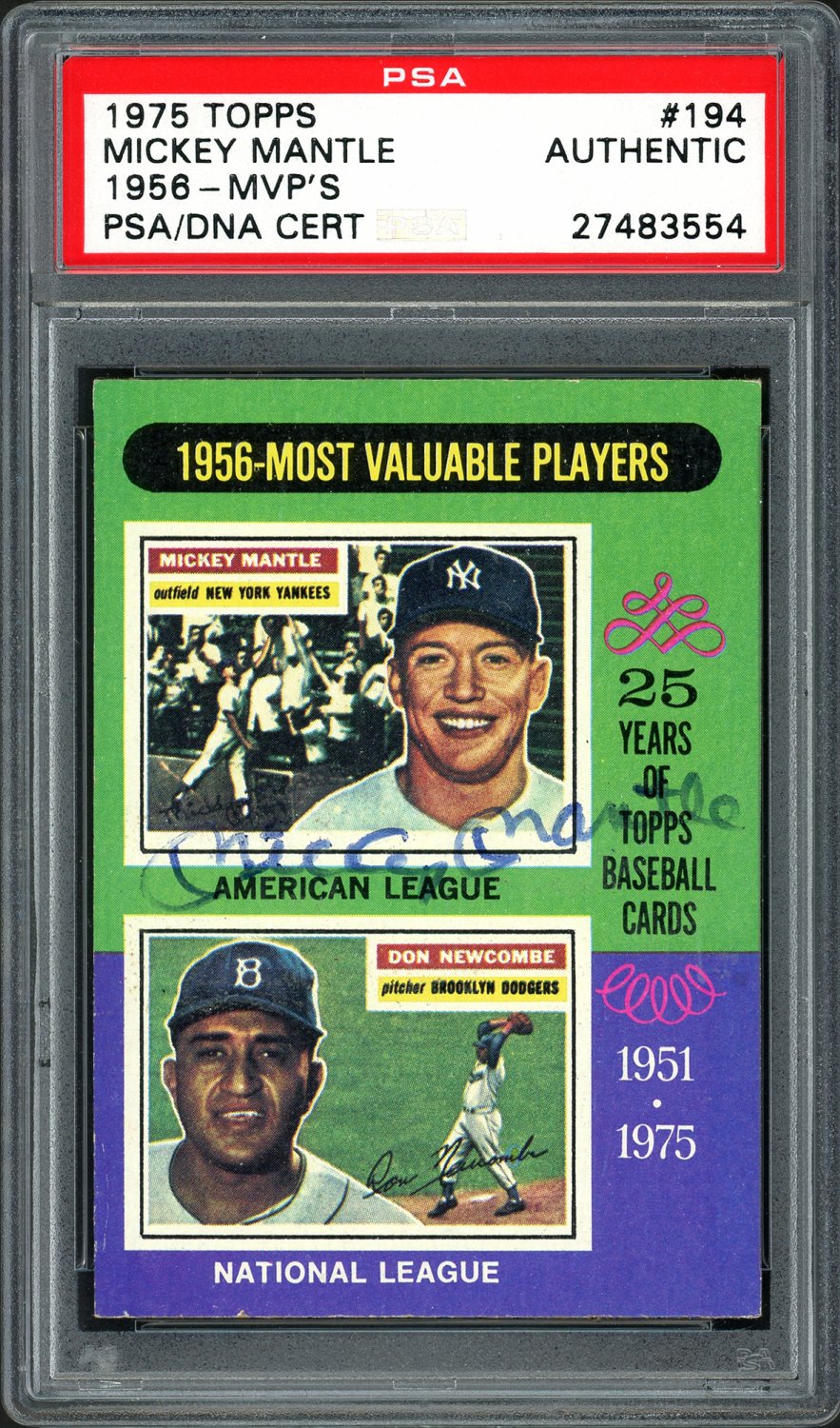 Mickey Mantle Autographed Signed 1975 Topps Card #194 New York Yankees ... Mickey Mantle Autographed Signed 1975 Topps Card #194 New York Yankees ...