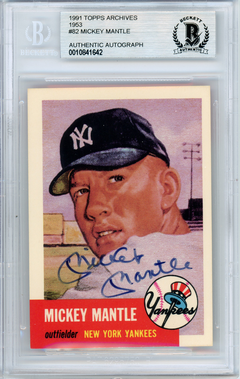 Mickey Mantle Autographed Signed 1991 1953 Topps Archives Card #82 New ... Mickey Mantle Autographed Signed 1991 1953 Topps Archives Card #82 New ...