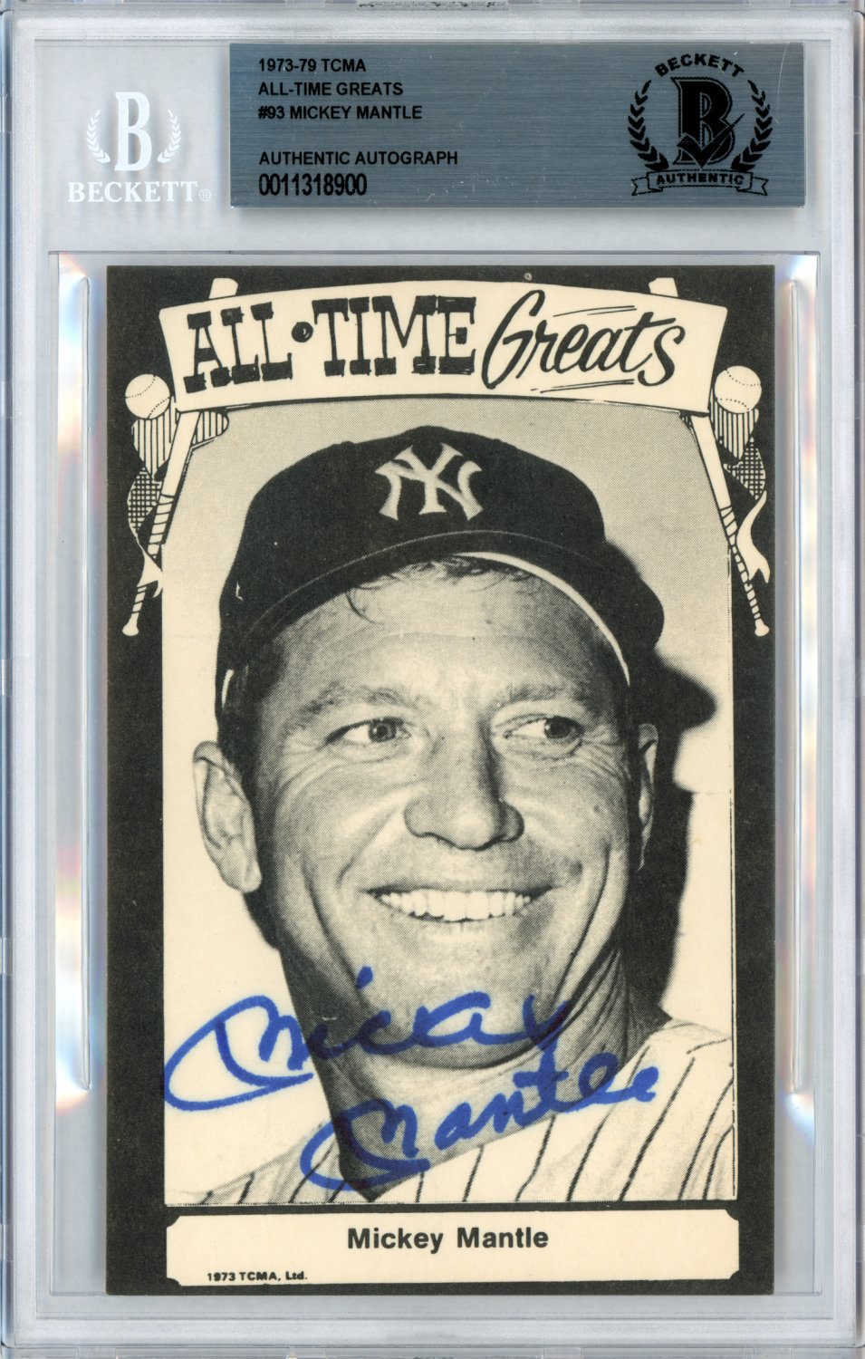 Mickey Mantle Autographed Signed Memorabilia 1975 Tcma All Time Greats ...