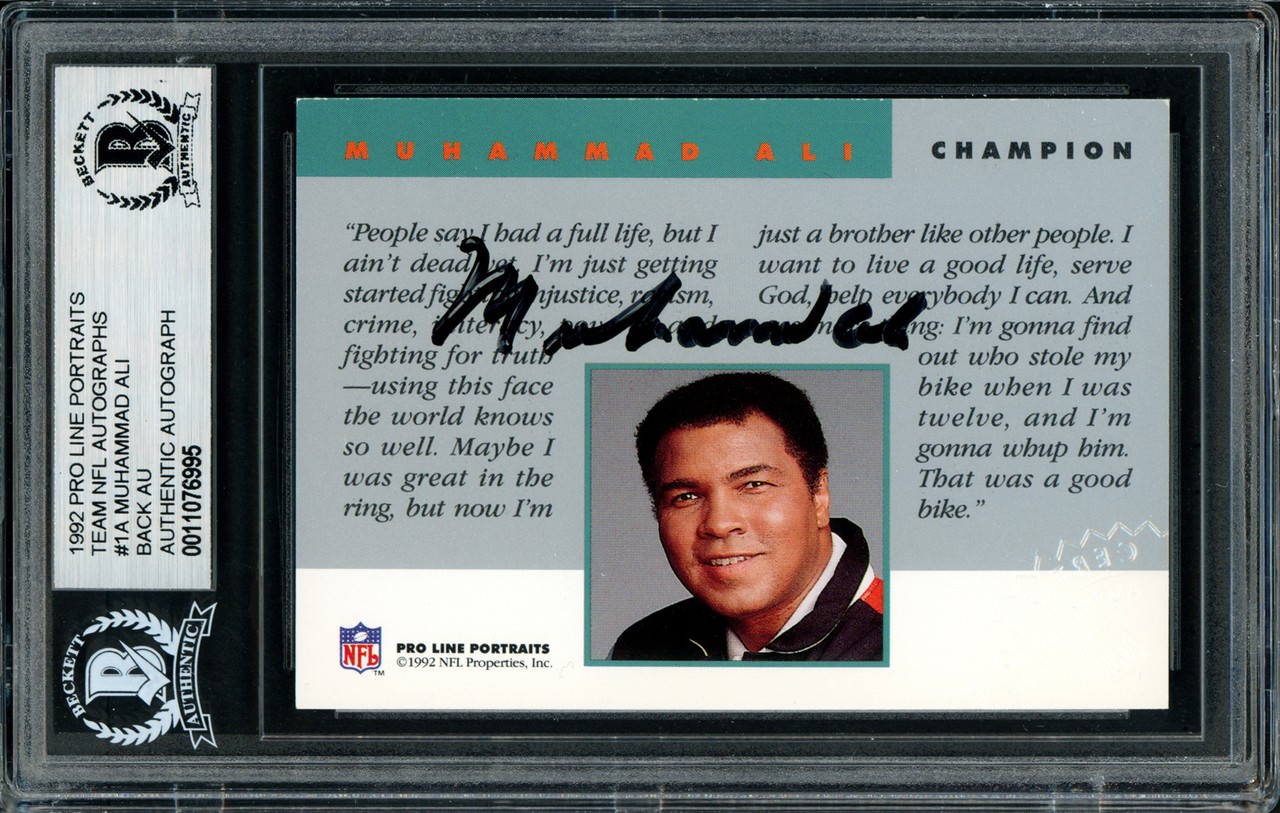 Muhammad Ali Autographed Signed Memorabilia 1992 Proline Card - Beckett ...