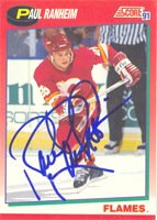 Paul Ranheim Calgary Flames 1991 Score Autographed Signed Card. This ...