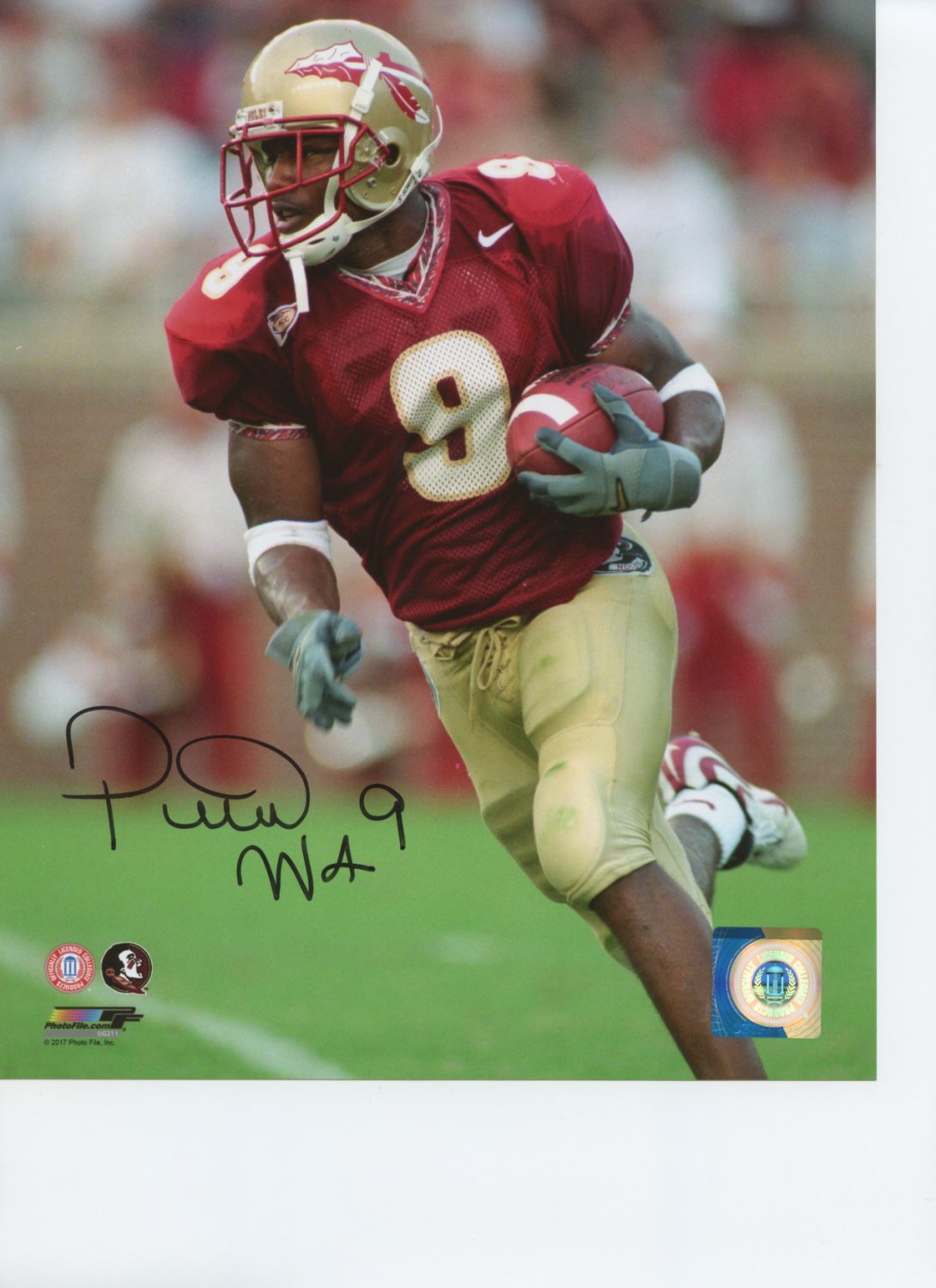 Peter Warrick Florida State Seminoles Autographed Signed 8x10 Photo ...