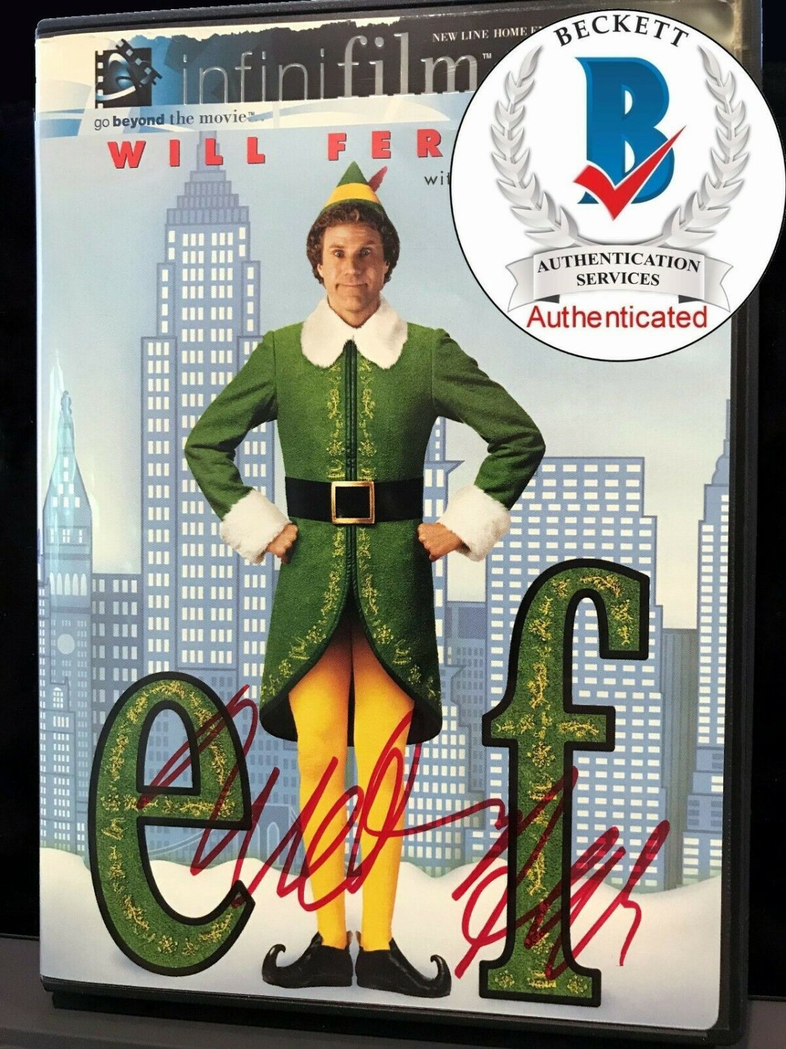 Will Ferrell Autographed Signed Beautifully Elf Dvd Cover Beckett ...