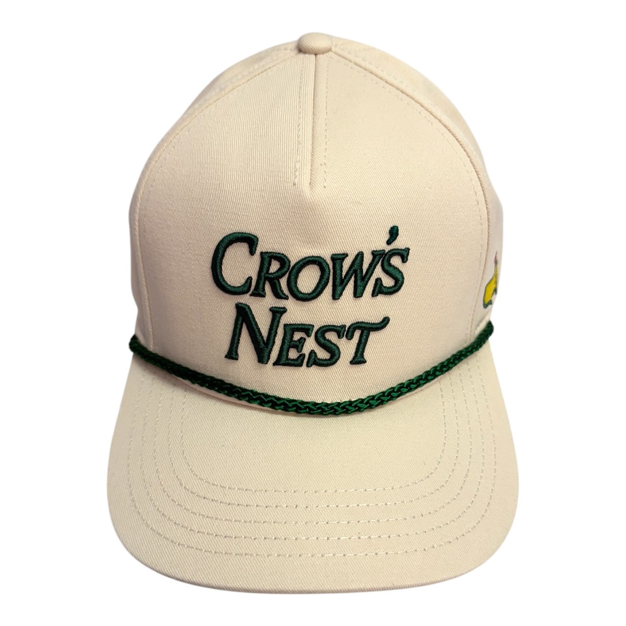 Masters Cream Rope Hat with Crow's Nest in Raised Green Lettering