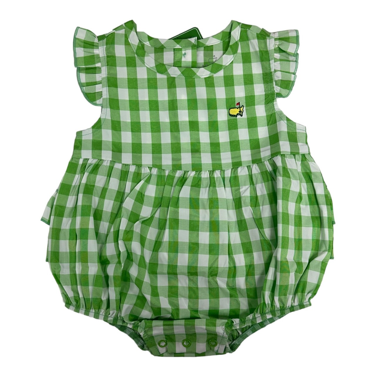 Masters Infant Green and White Check Ruffle Onesie