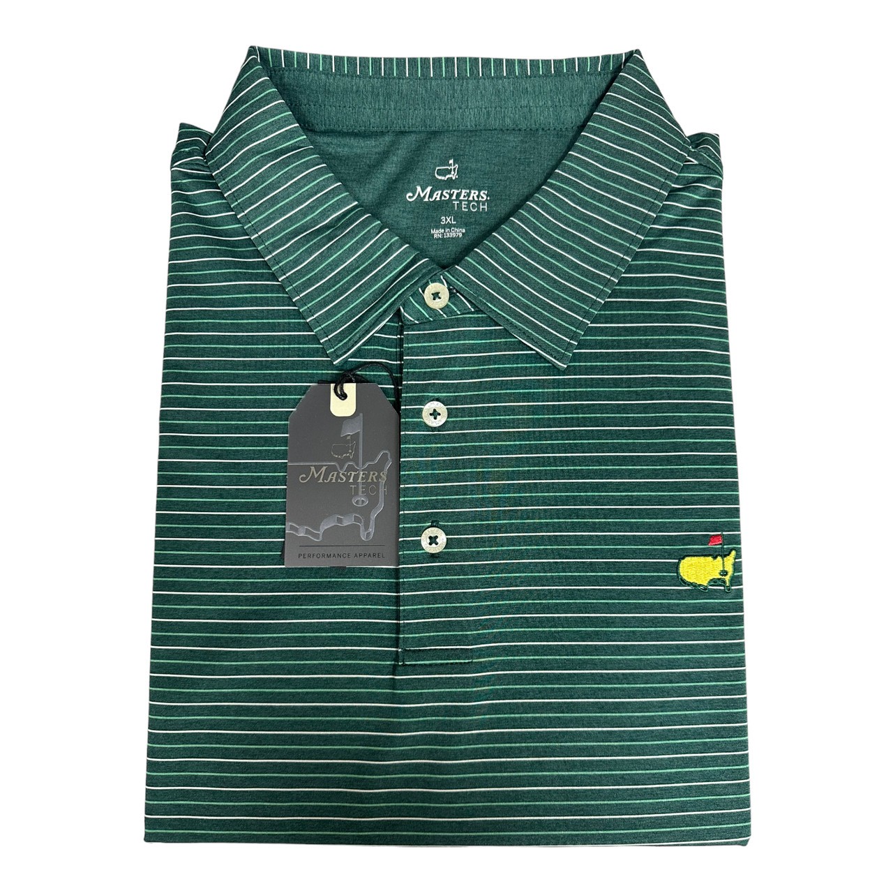 Masters Tech Green Heather Performance Polo with Lime Green and White ...