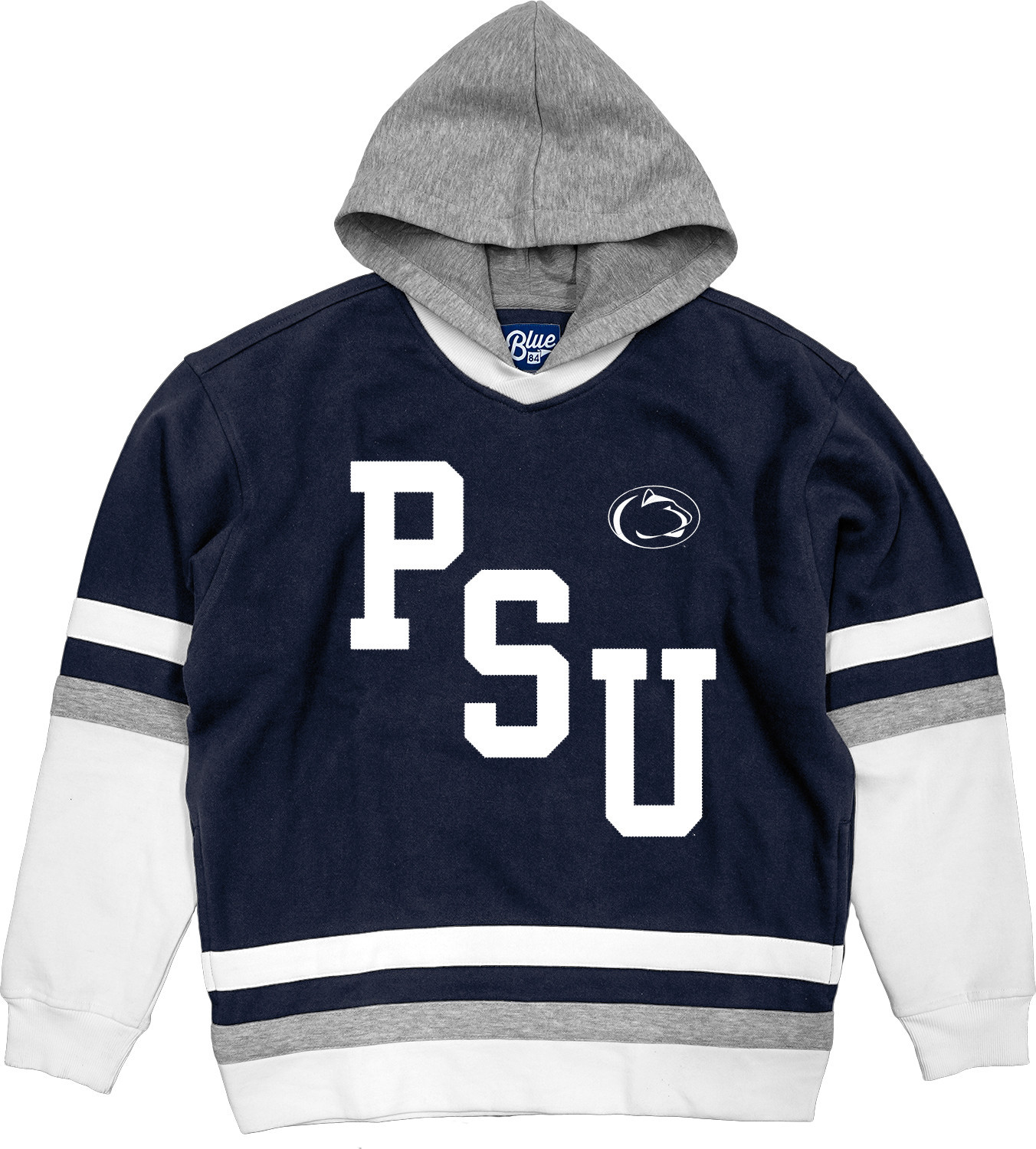 Penn State Navy Color Block Ice Hockey Embroidered Hooded Sweatshirt ...