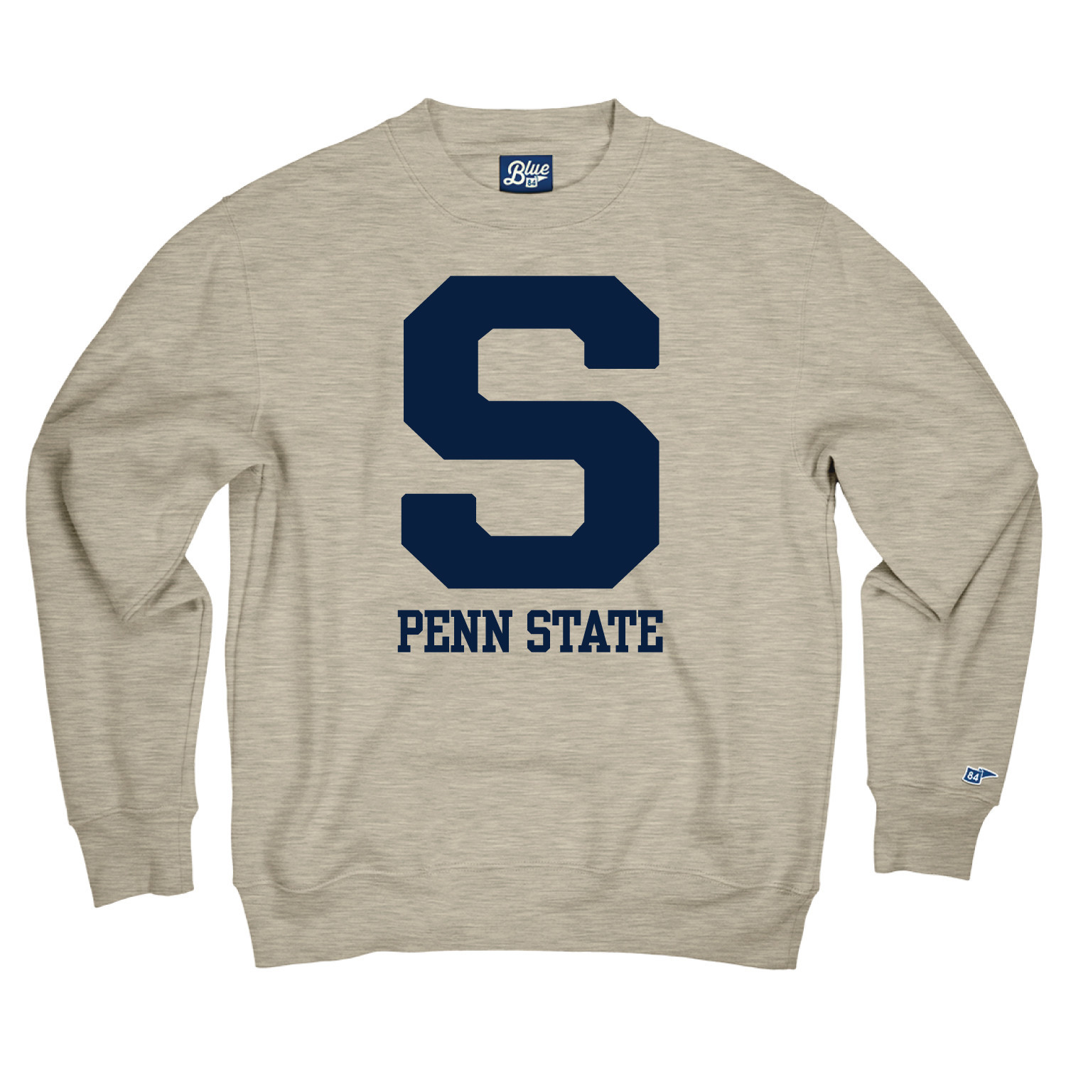 Penn State University Block S Embroidered Crewneck Sweatshirt Oatmeal ...