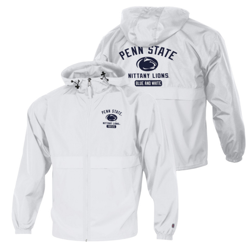 Penn State Nittany Lions White Full Zip Pack N Go Champion Jacket ...