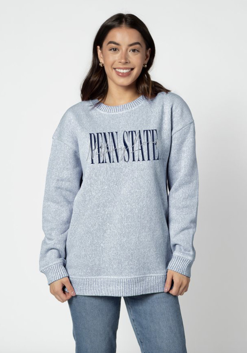 Penn State Women's Embroidered Coastal Fleece Heather Navy Crewneck ...