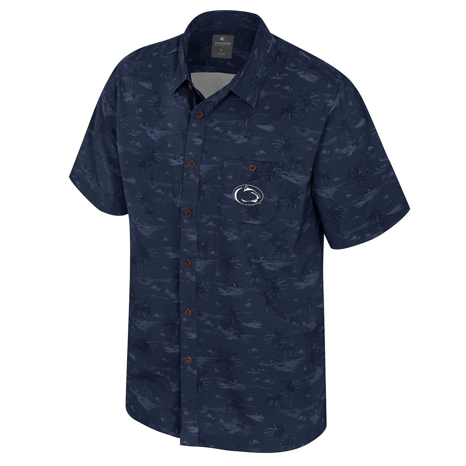 Penn State Mens Navy Hawaiian Style Camp Button-Up Shirt Nittany Lions ...