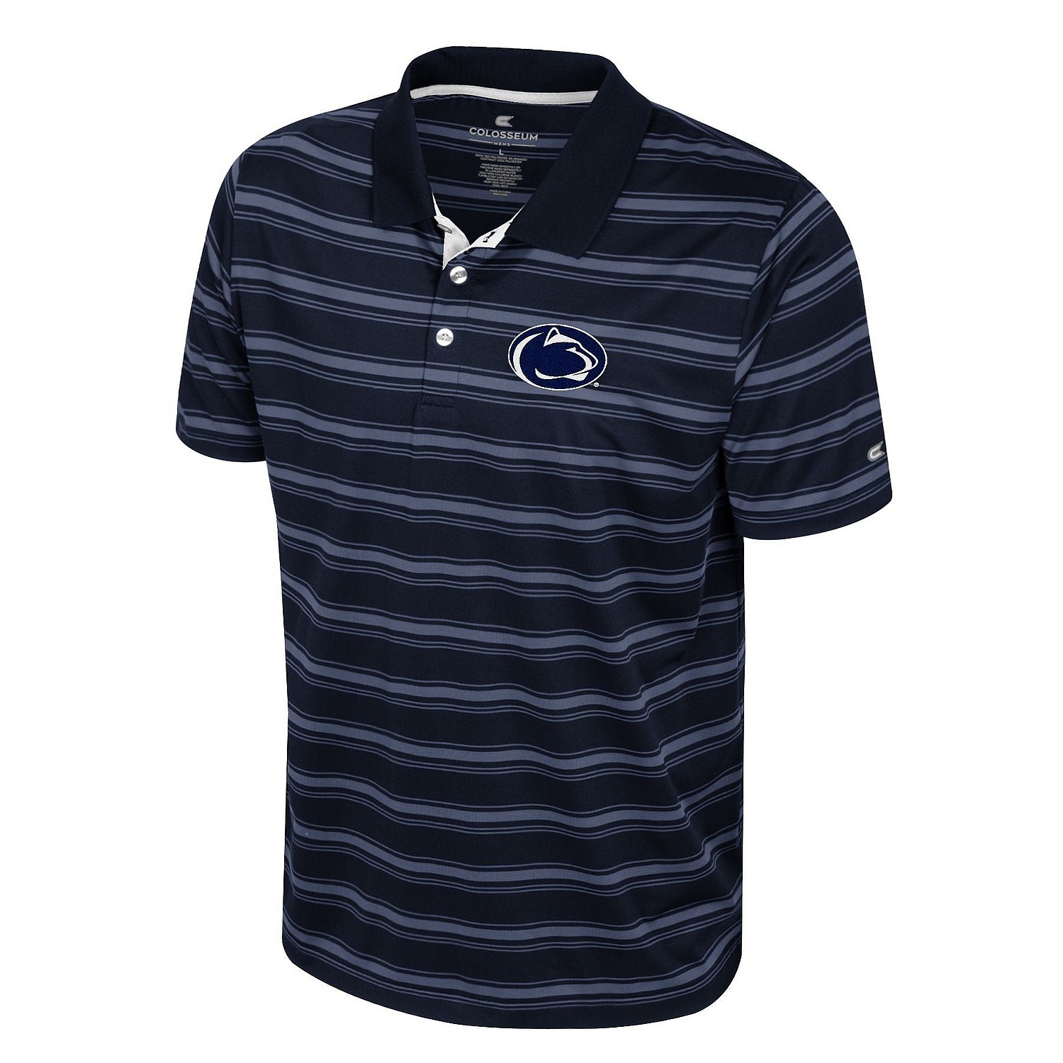Penn State Nittany Lions Striped Navy Embroidered Colosseum Polo ...