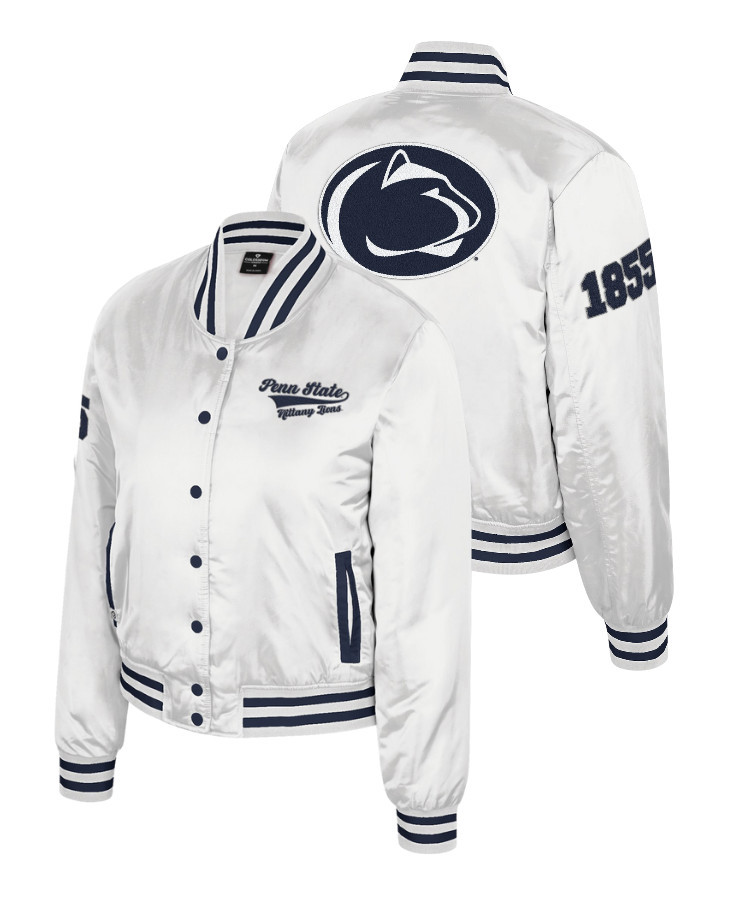 Penn State Women's White Satin Bomber Jacket Nittany Lions (PSU)