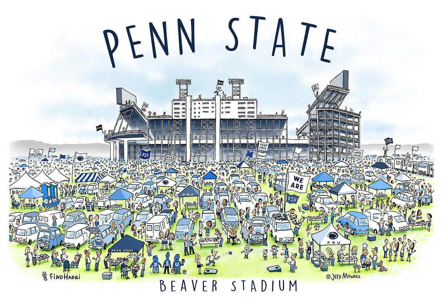 Penn State Beaver Stadium Tailgate Post Card Nittany Lions (PSU)