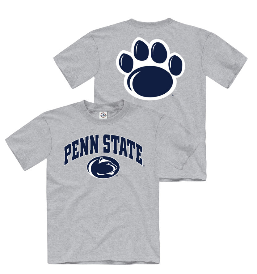 Penn State Kids Arching Over Lion Paw Tee Grey Nittany Lions (PSU)