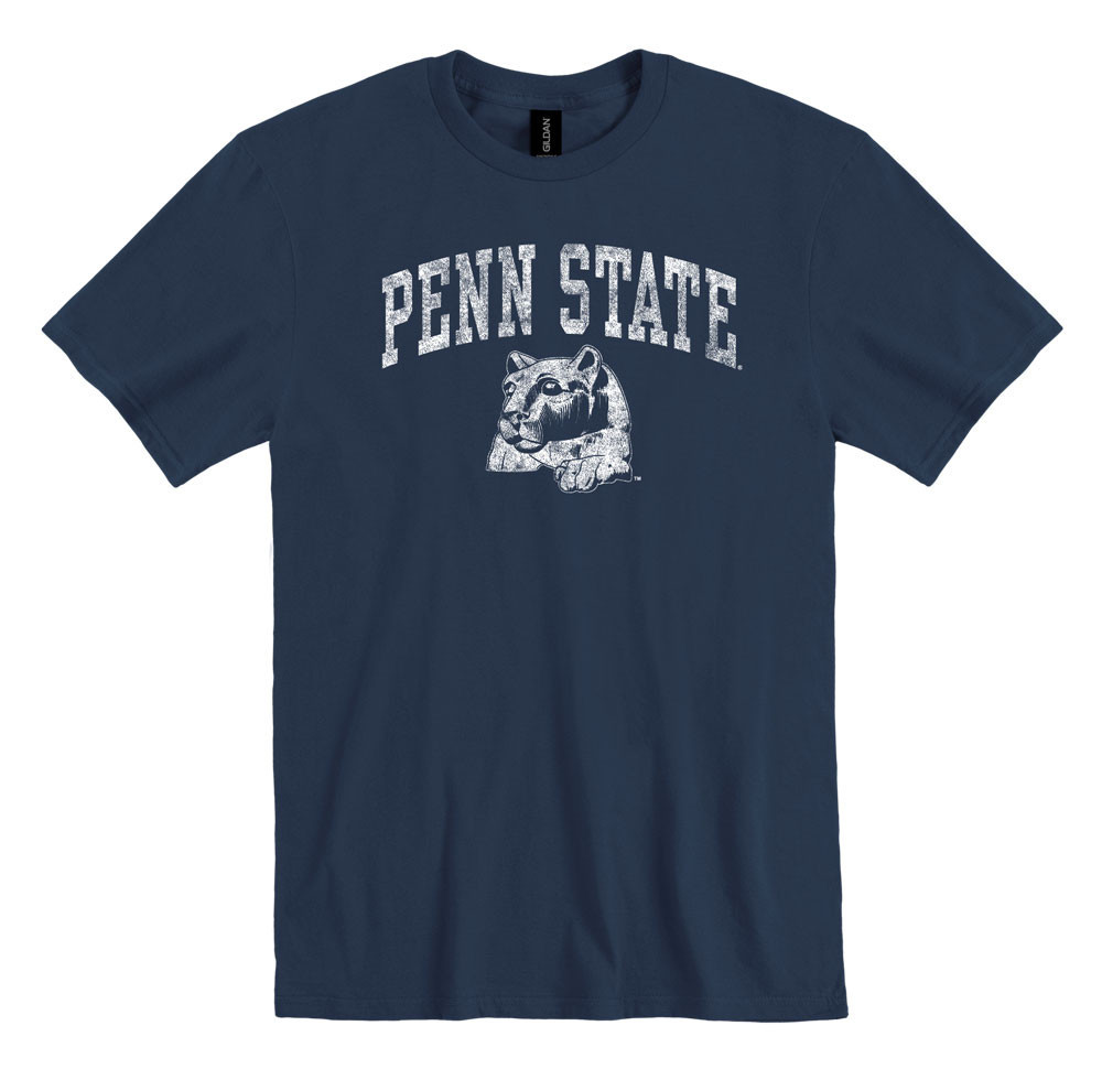 Penn State Lion Statue Distressed Soft Style Tee Navy Nittany Lions (PSU)