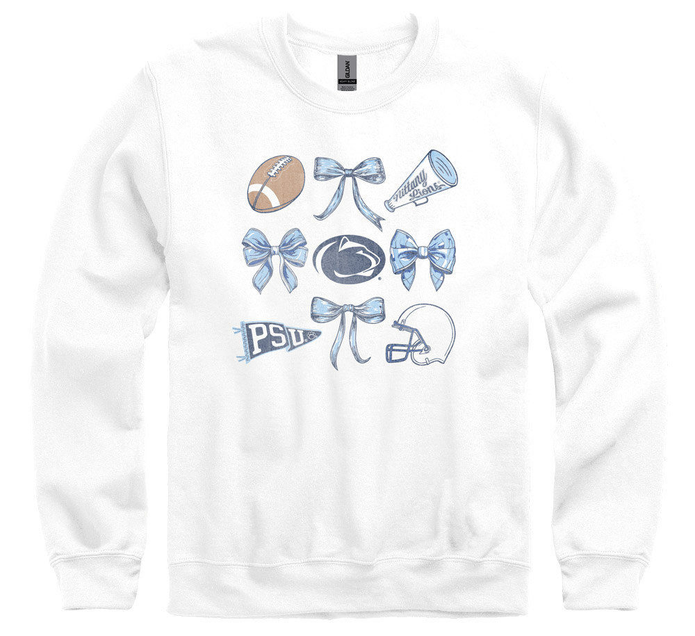 Penn State Nittany Lions Football Bow Crewneck Sweatshirt White Nittany ...